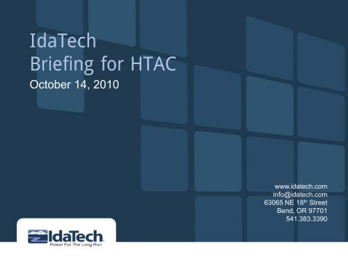 IdaTech: Company and Technology Overview