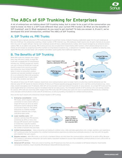 The ABCs of SIP Trunking for Enterprises - Sonus Networks, Inc.