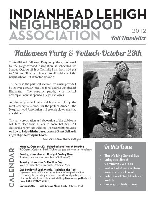 Fall 2012 Newsletter - Indianhead-Lehigh Neighborhood Association