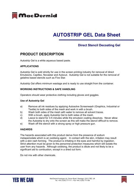 Autostrip Gel - MacDermid Autotype