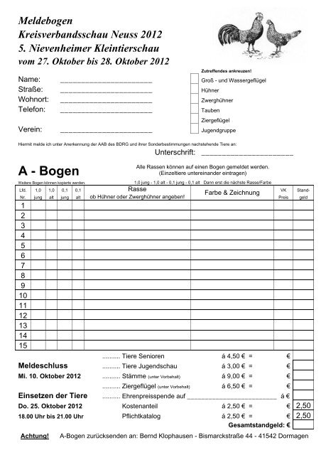Meldebogen - Kreisverband Neuss