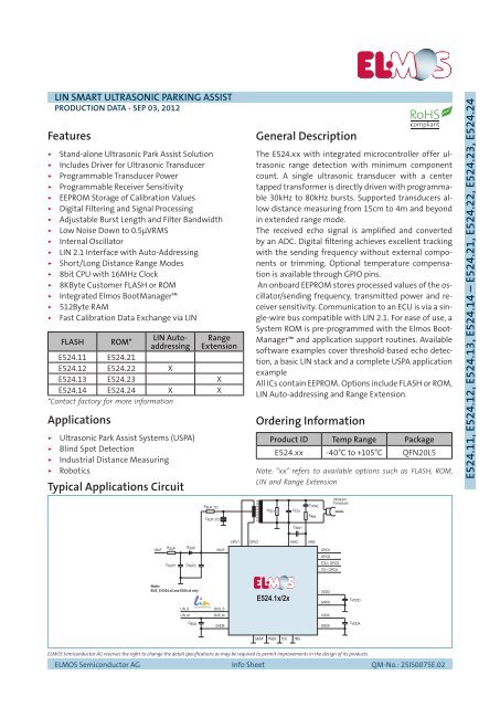 Info Sheet E524.11, E524.12, E524.13 - Elmos Semiconductor AG