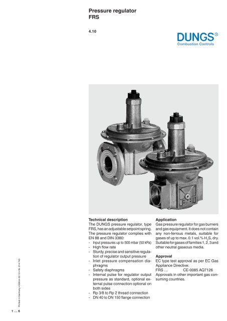 Pressure regulator FRS - Dungs Mobile