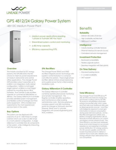GPS 4812/24 Galaxy Power System - Lineage Power