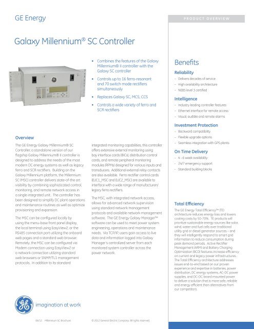 Galaxy Millennium® SC Controller - Lineage Power