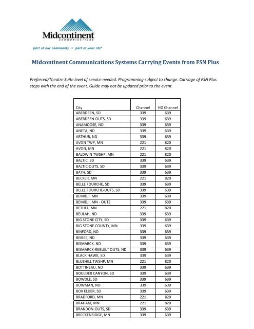 Fox Sports North Plus - Midcontinent Communications
