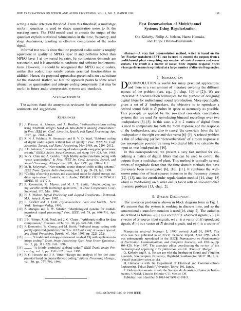 Fast Deconvolution Of Multichannel Systems Using Regularization ...