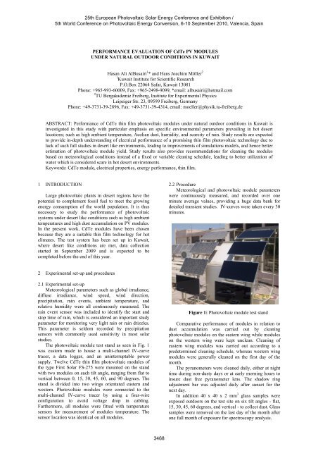 Performance Evaluation of CdTe PV Modules under Natural Outdoor ...