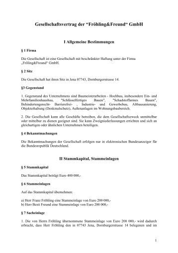 Gesellschaftsvertrag einer GmbH