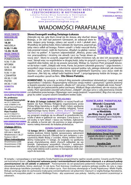 Pobierz biuletyn w formacie PDF - Parafia Nottingham