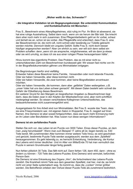 „Woher weißt du das, Schwester - Integrative Validation