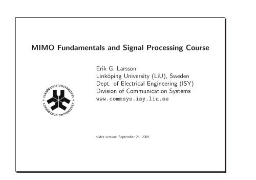 MIMO Fundamentals and Signal Processing Course