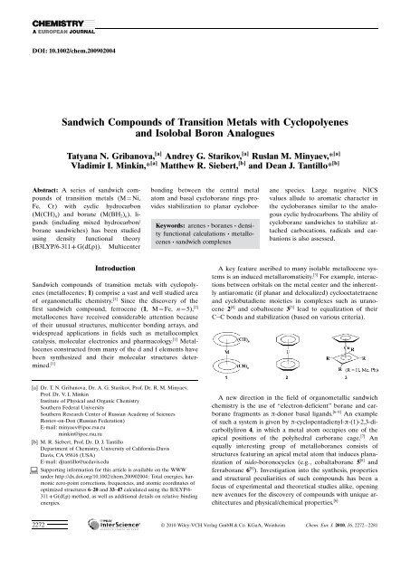 Sandwich Compounds of Transition Metals with ... - Dcho.ru