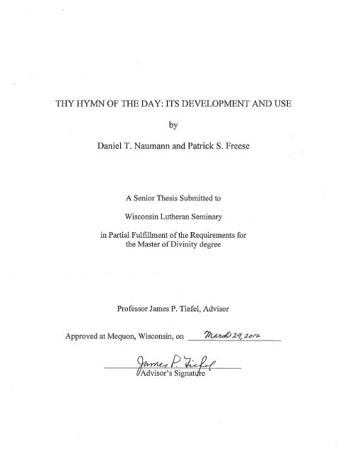 Freese, Patrick and Daniel Naumann - Wisconsin Lutheran ...