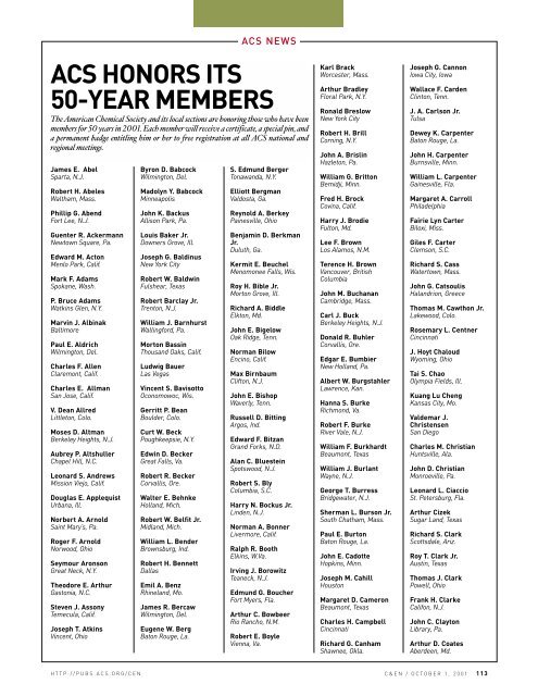 acs honors its 50-year members - American Chemical Society ...
