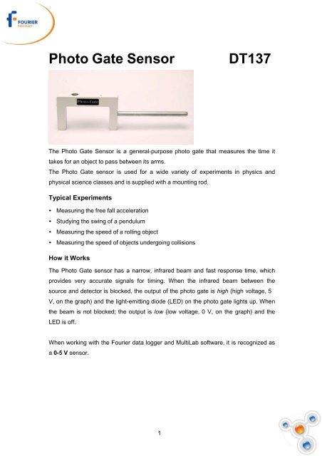 Photo Gate Sensor Data Sheet