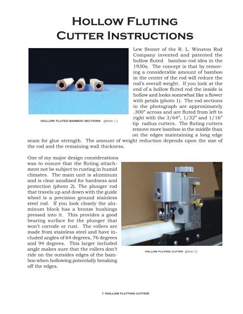 Hollow Fluting Cutter Instructions