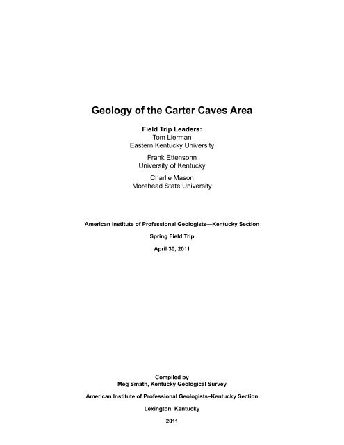 Geology of the Carter Caves Area - Kentucky Section - American ...