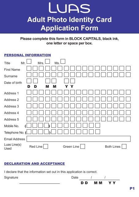 Adult Photo Identity Card Application Form - Tax Saver Commuter ...
