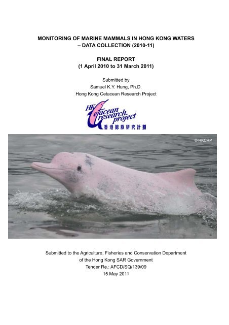 Monitoring of Marine Mammals in Hong Kong Waters - 漁農自然護理署