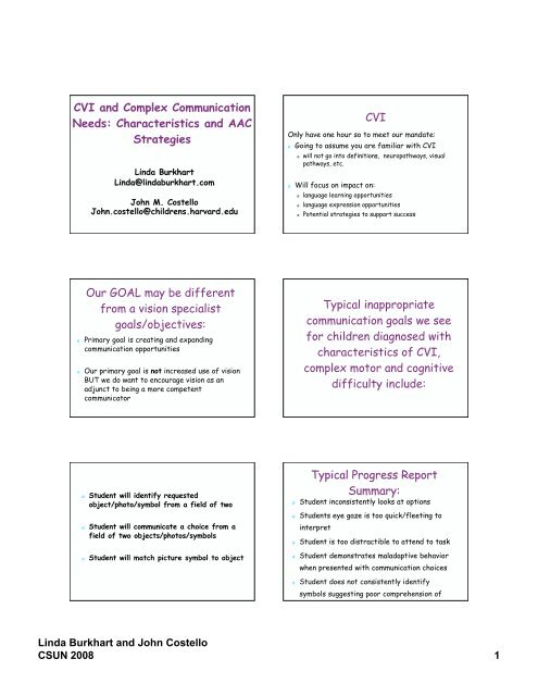 CVI and Complex Communication Needs: Characteristics and AAC ...