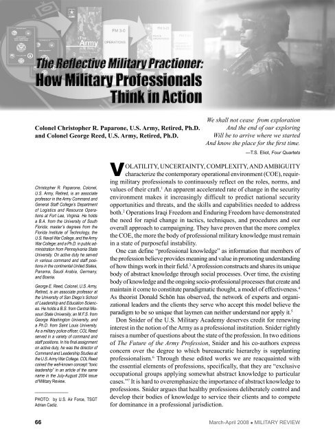 Colonel Christopher R. Paparone, U.S. Army ... - The Air University
