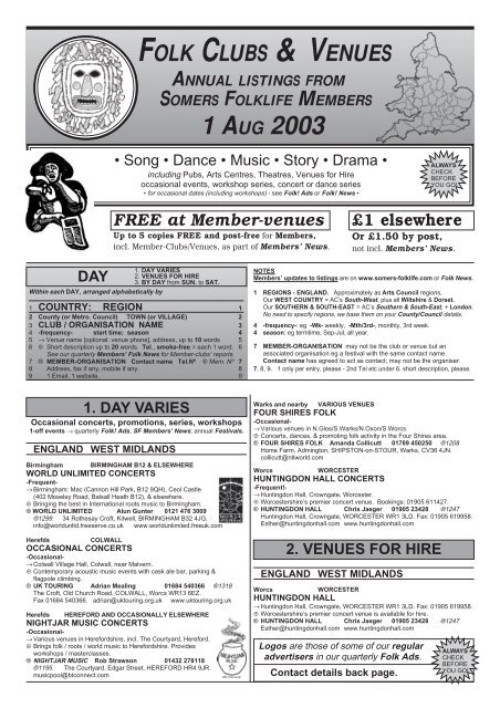 2003 Folk Clubs & Venues PDF file.