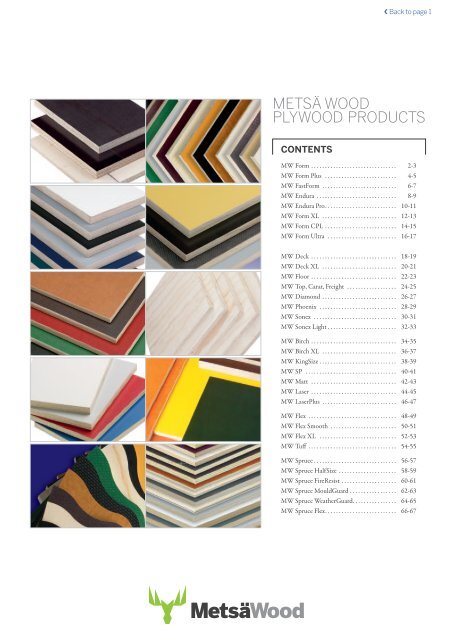 Metsä wood plywood data sheets (pdf)