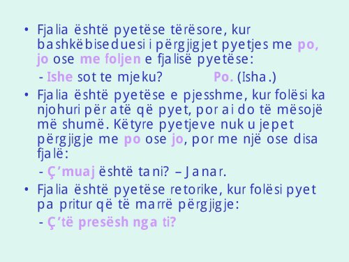 Fjalia pyetëse • Fjali