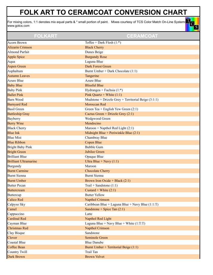 americana to ceramcoat conversion chart - Delta Creative
