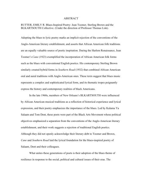 Blues Poetry as a Celebration of African American Folk Art: