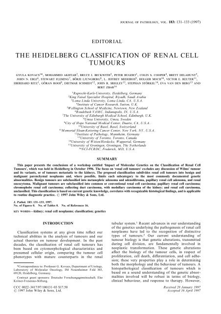 The Heidelberg classification of renal cell tumours - Kidney Cancer ...
