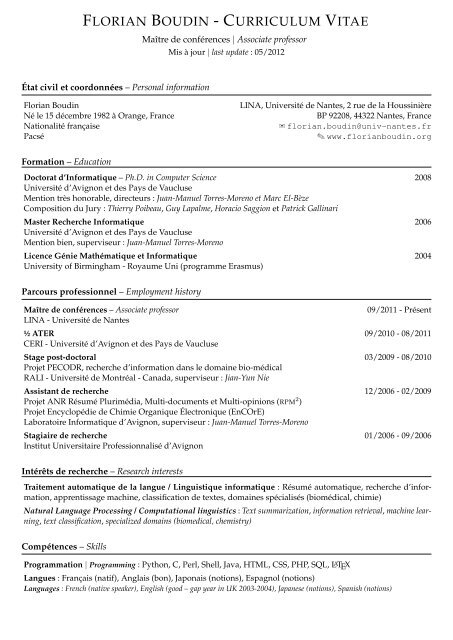 FLORIAN BOUDIN - CURRICULUM VITAE - florianboudin.org