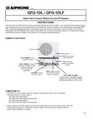 GF-1DK Instructions Spec Sheet - Aiphone