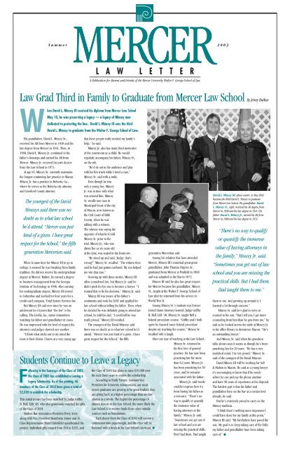 Summer 03 Law Letter - Mercer University