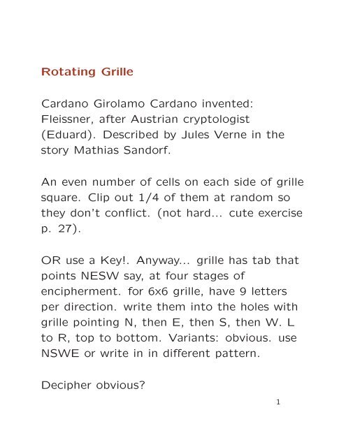 Rotating Grille Cardano Girolamo Cardano invented: Fleissner, after ...