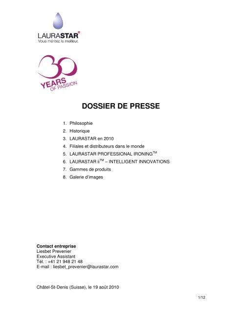 DOSSIER DE PRESSE - LAURASTAR