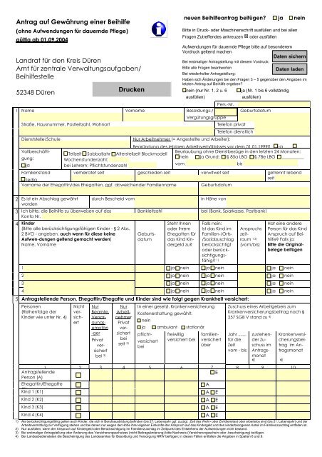 Beihilfeantrag - Kreis Düren