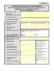 Antrag auf Erteilung bzw. Verlängerung eines Aufenthaltstitels