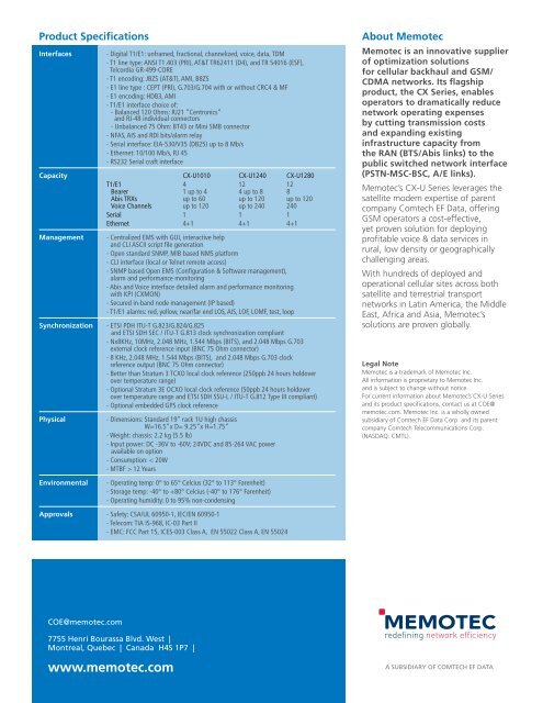 Product Specifications In