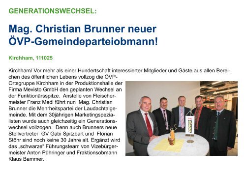 Mag. christian Brunner neuer ÖVP-Gemeindeparteiobmann!