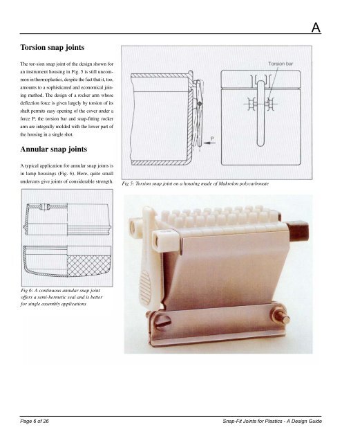 Torsion snap joints The t