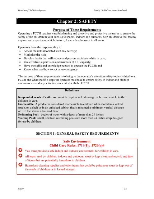 Chapter 2: SAFETY - North Carolina Division of Child Development