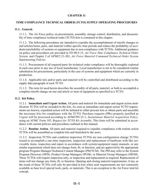 CHAPTER 11 TIME COMPLIANCE TECHNICAL ... - Air Force Link