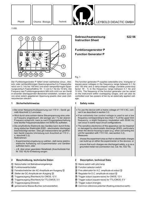 LEYBOLD DIDACTIC GMBH Gebrauchsanweisung 522 56 ...