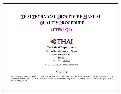 THAI TECHNICAL PROCEDURE MANUAL QUALITY ... - ThaiAero
