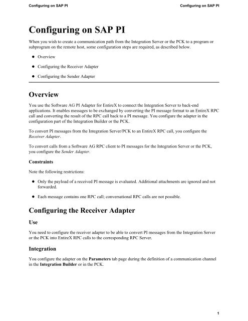 Configuring on SAP PI - Software AG Documentation