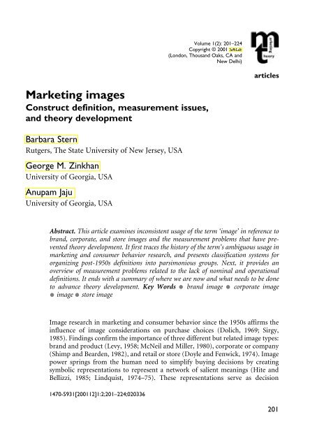 Marketing Images Construct Definition Measurement Issues And