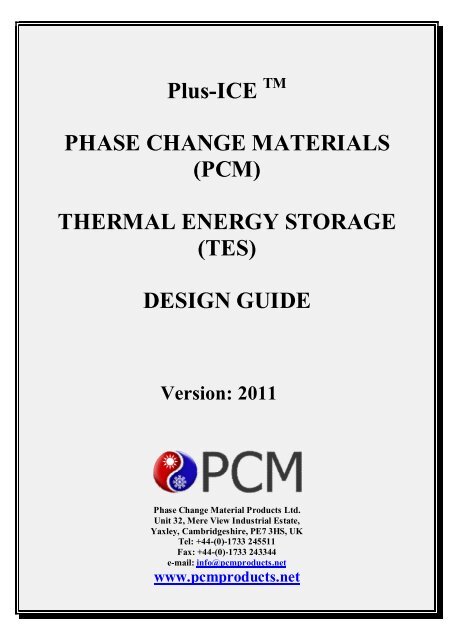 Plus-ICE PHASE CHANGE MATERIALS (PCM) THERMAL ENERGY ...