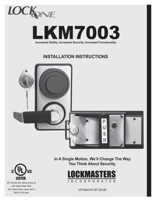 LKM7003 Lock Installation Instructions - Lockmasters, Inc.